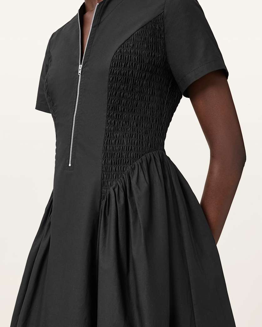 Sheena Cotton Midi Dress Black | ALLSAINTS US